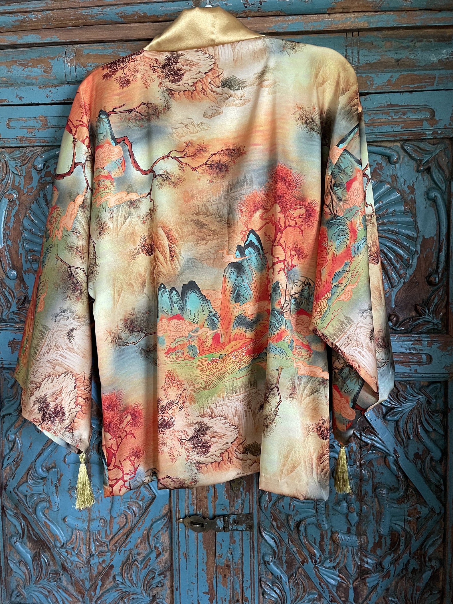 An Exotic Silk Jacket in Shades of Gold Orange and Yellow - Etsy