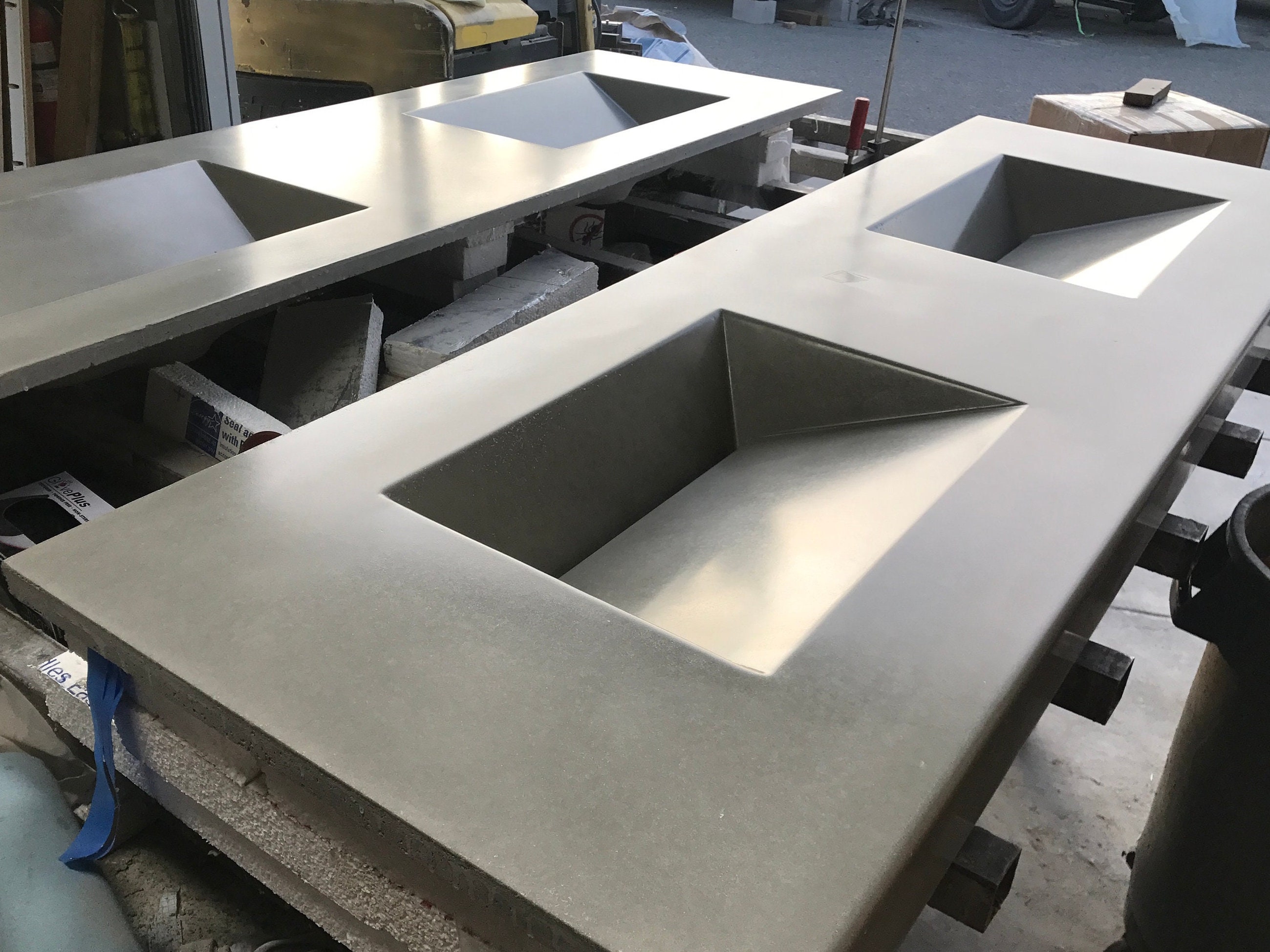 Concrete Sink Handmade Integral Concrete Countertop Sink Double Vanity ...
