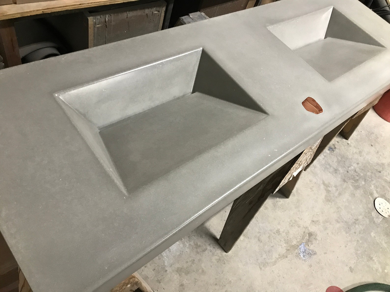 Concrete Sink Handmade Integral Concrete Countertop Sink Double Vanity ...
