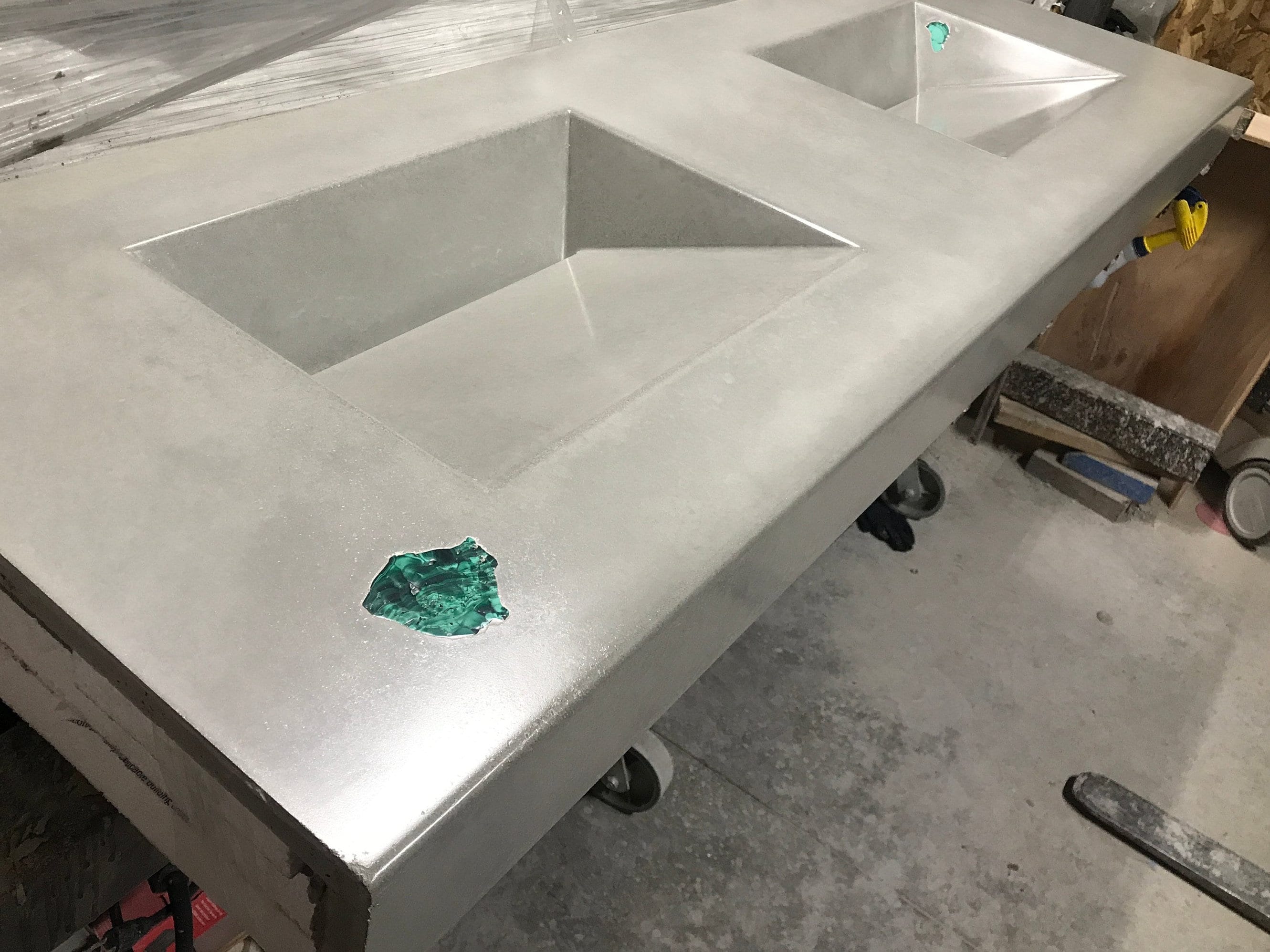 Concrete Sink Handmade Integral Concrete Countertop Sink Double Vanity ...