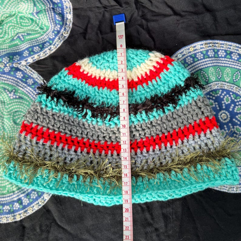 Handmade Multicolor Chunky Crochet Hat, Streetwear Inspired, One of a ...