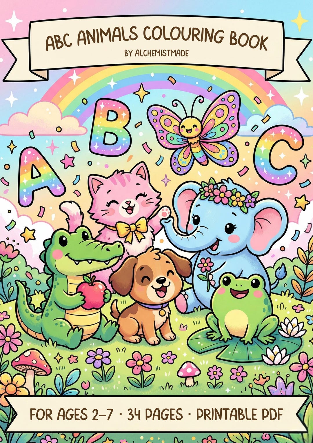 ABC Animals Colouring Book for Kids | Printable PDF | Alphabet Activity ...