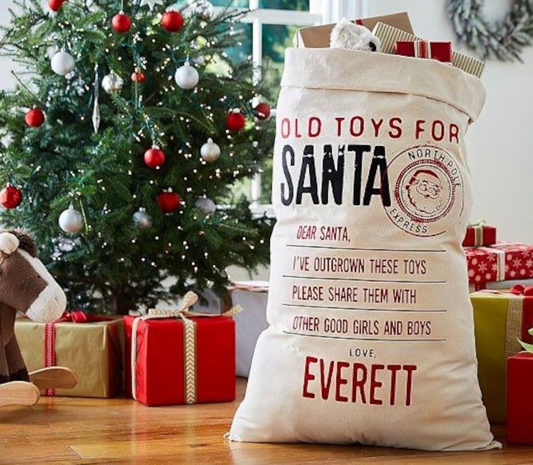 Old Toys for Santa Sack~ Personalized Santa Sack ~ Santa Bag ~ Gift Bag ...