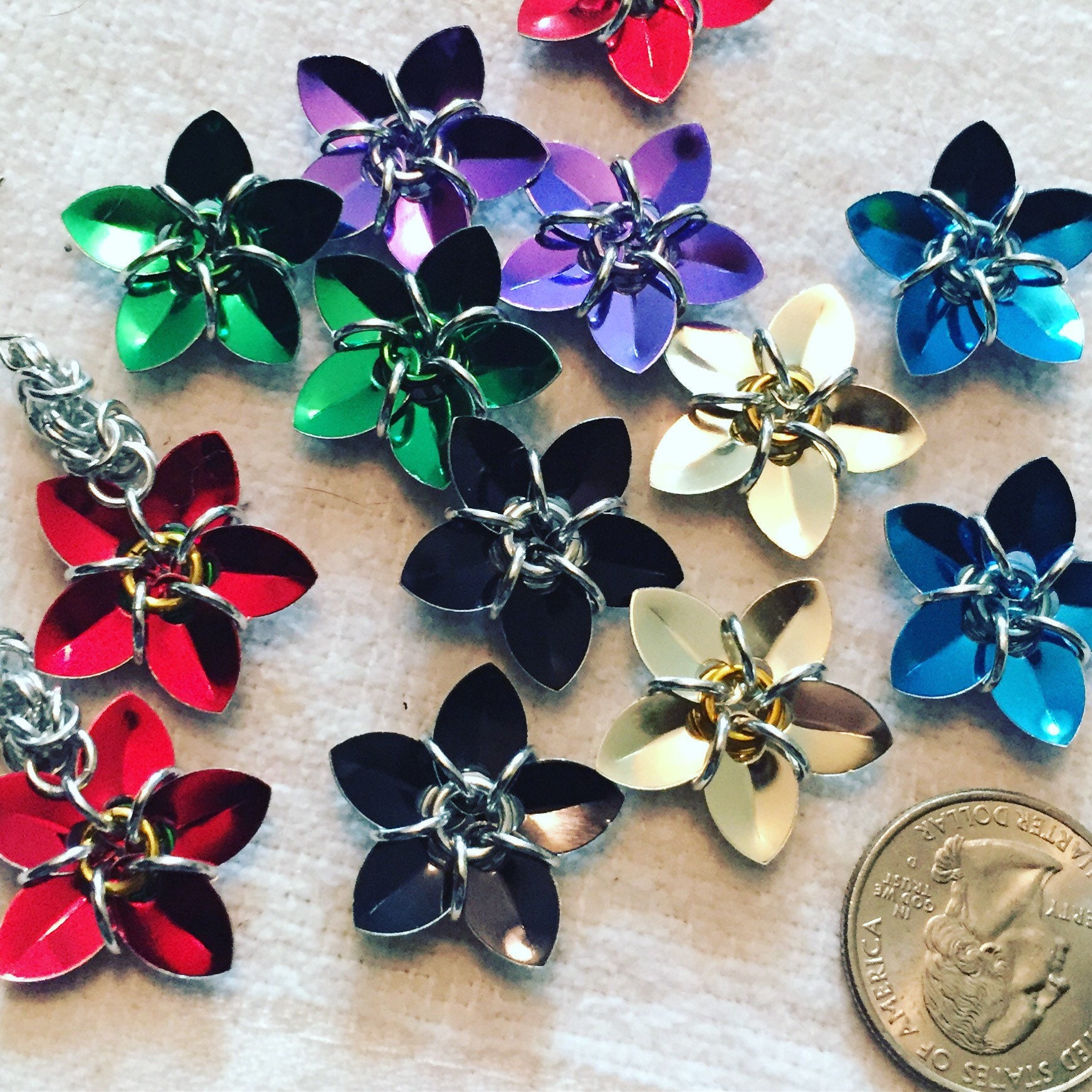 Scale Flower Chainmail Earrings - Etsy Hong Kong