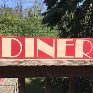 DINER Sign/red and White Sign/hand Painted Sign/retro Style Sign ...