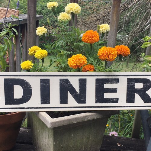 Retro DINER Sign/hand Painted/red Sign/kitchen Art/vertical - Etsy