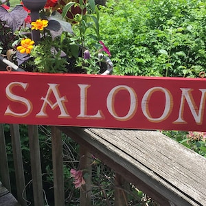 SALOON Sign/vintage Style Sign/old West Sign/red and Gold Sign/hand ...