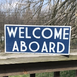 WELCOME ABOARD Sign/cottage Decor/nautical Decor/lakehouse Decor/retro ...