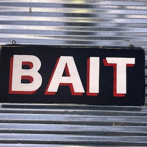 BAIT Sign/vintage Style Sign/rustic Sign/fishing Sign/mancave Sign ...