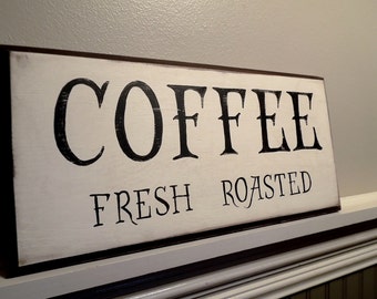 COFFEE fresh roasted sign/antique style sign/ hand painted | Etsy