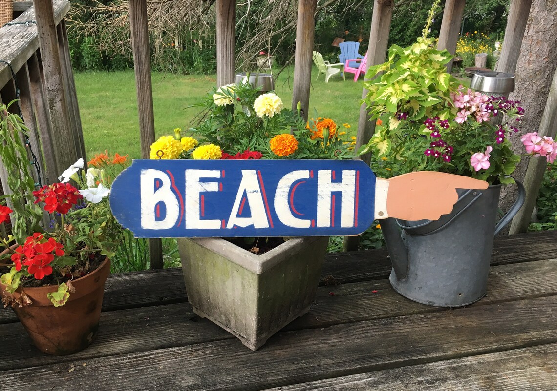 Beach Sign/retro Beach Sign/directional Sign/cottage Decor/nautical ...