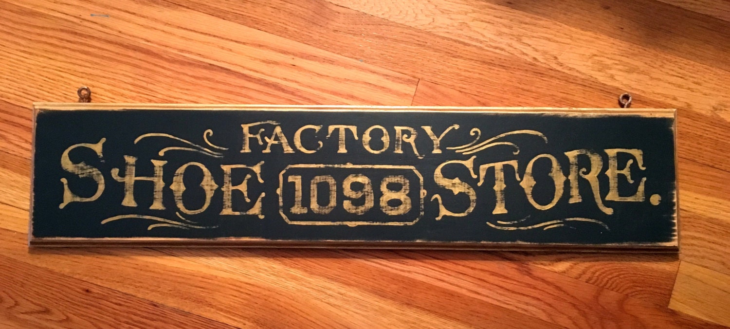 Factory Shoe Store sign/hand painted sign/black and gold | Etsy