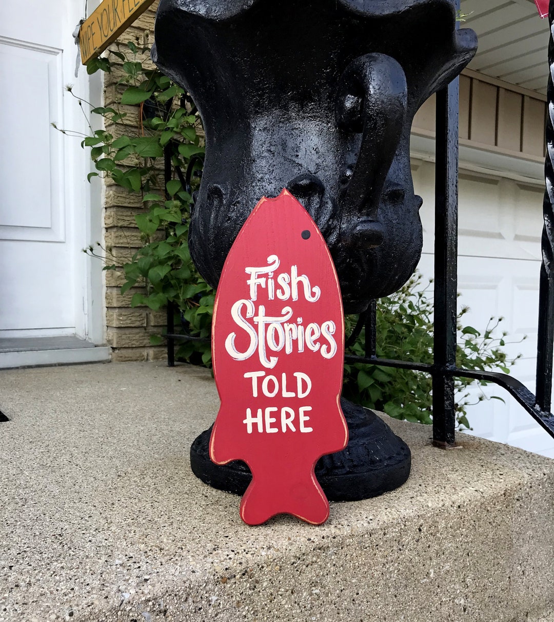 Fish Stories Told Here Sign/red Fish/ Hand Painted/man Cave/gifts for ...