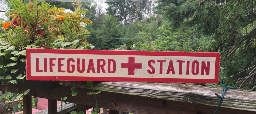 LIFEGUARD STATION Sign/retro Sign/hand Painted Sign/distressed - Etsy