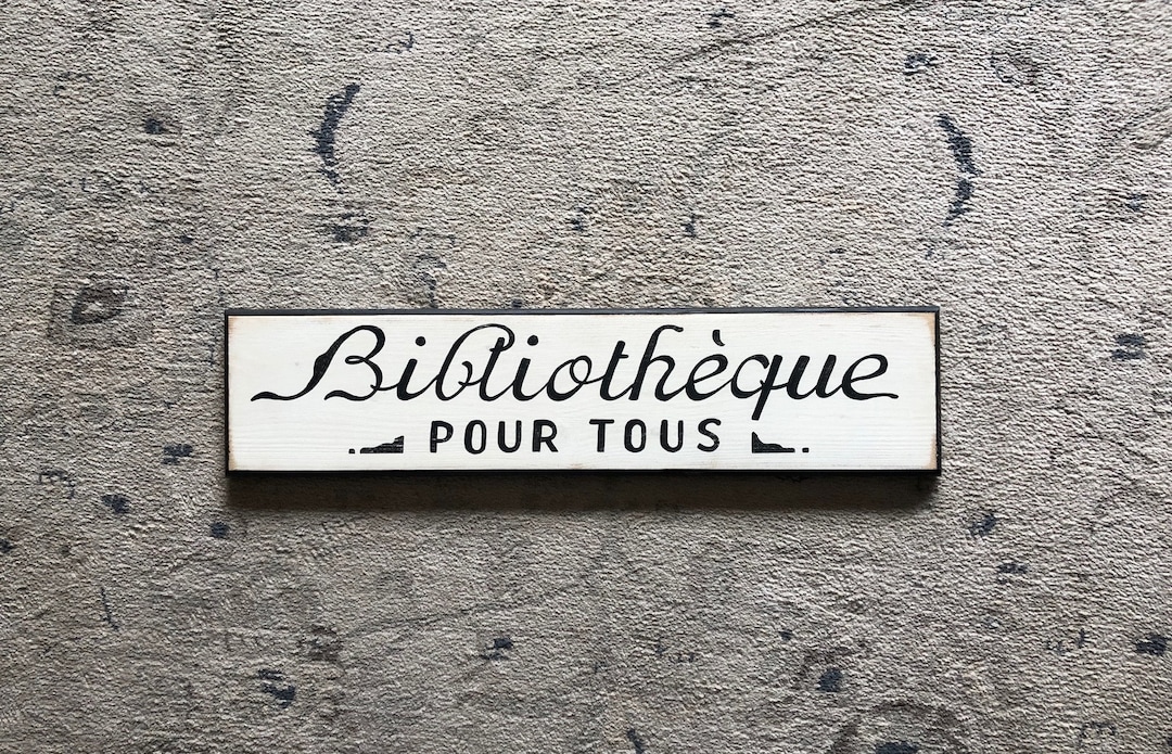 Library Sign/french Sign/french Library Sign/antique Reproduction/black ...