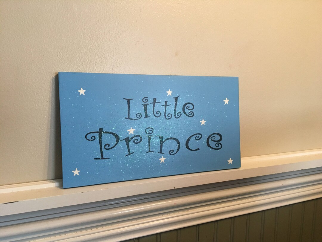 Little Prince Sign/ Hand Painted Sign/glittered Sign/blue Boys Sign ...