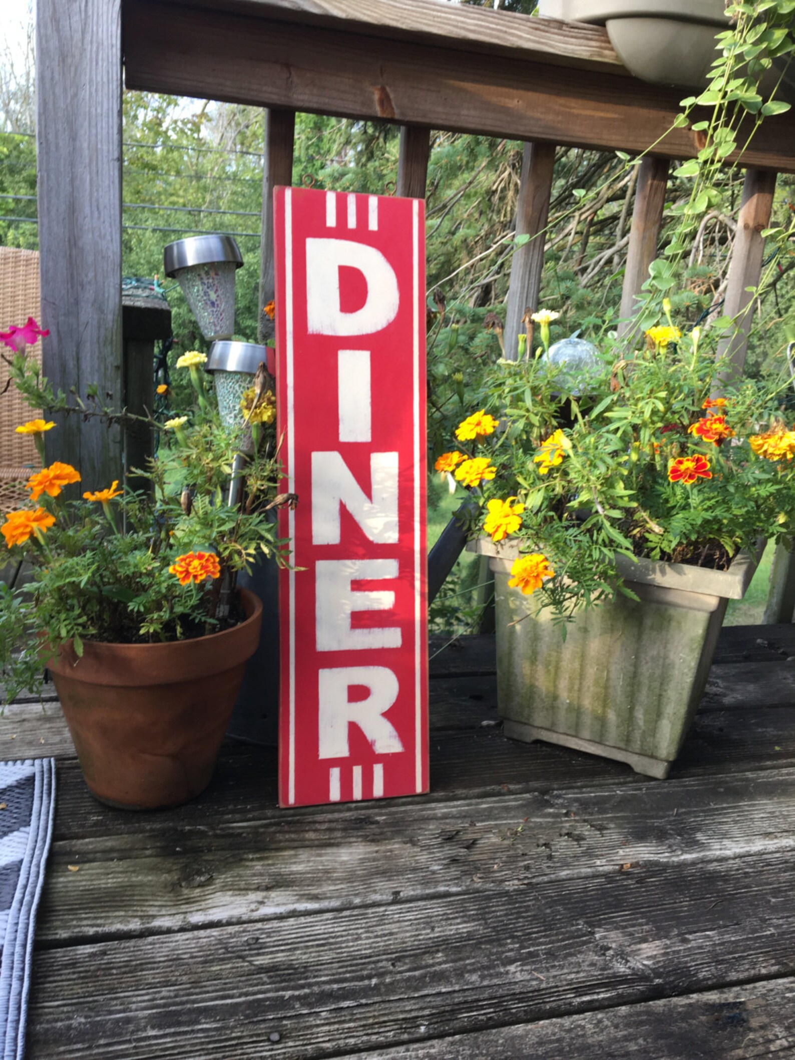Retro DINER Sign/hand Painted/red Sign/kitchen Art/vertical Sign ...