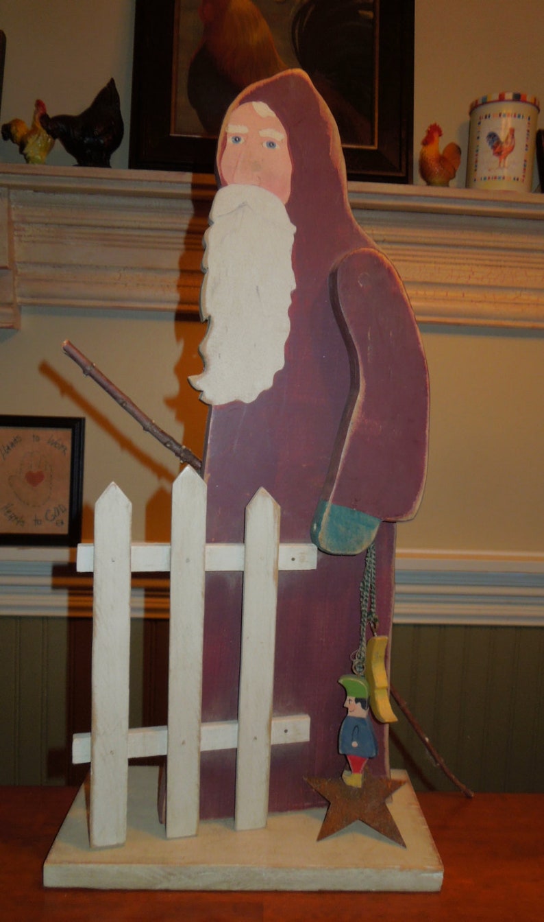 Folk art Santa/hand crafted Santa/rustic Christmas/primitive | Etsy