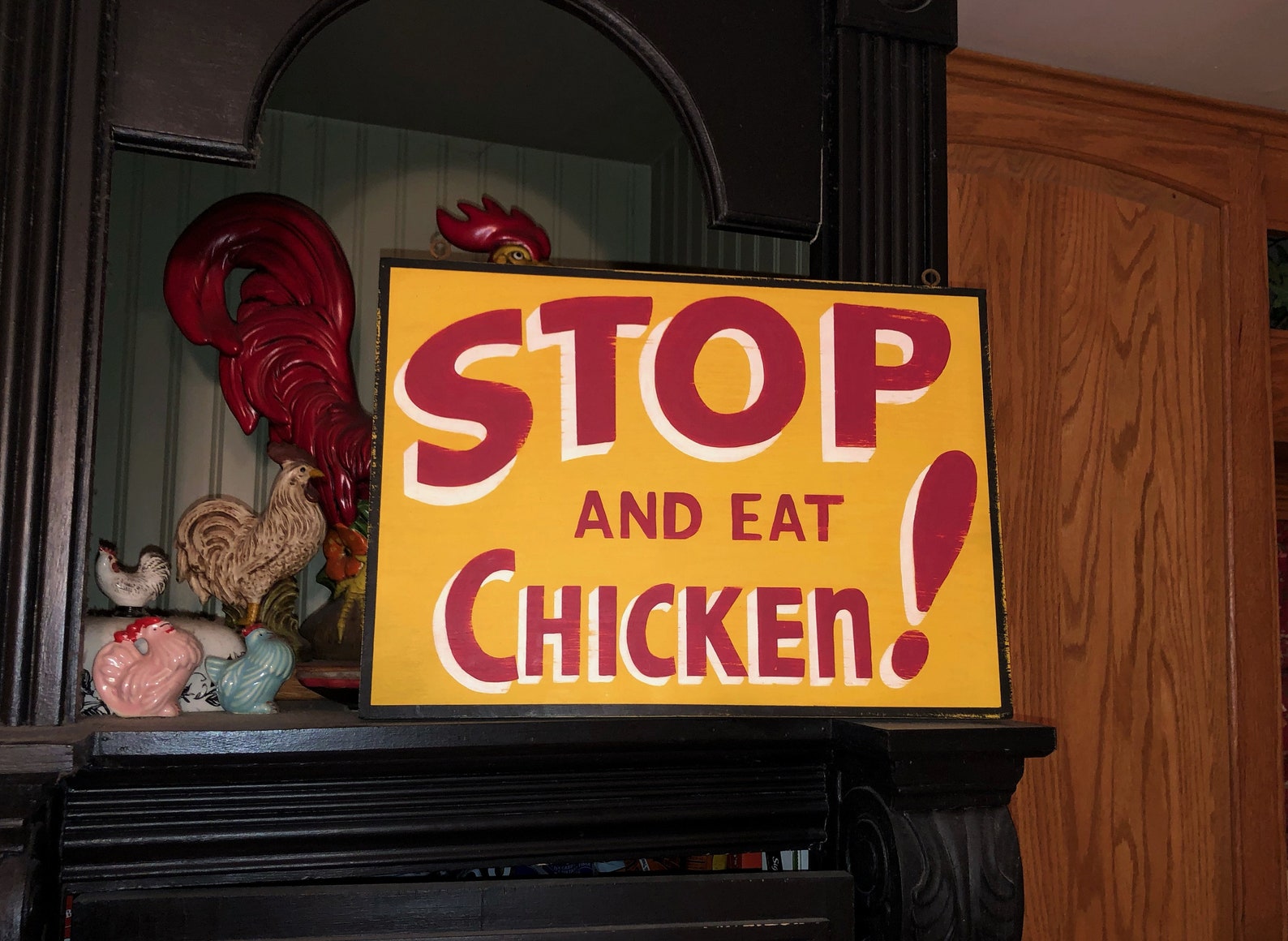 Stop and Eat Chicken Sign/kitchen Art/farmhouse Style Sign/antique ...