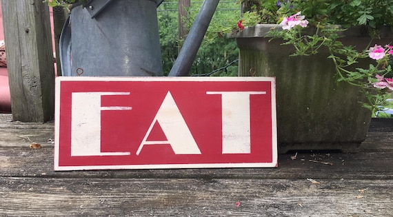 EAT Sign/retro Sign/diner Style/hand Painted Sign/red and | Etsy