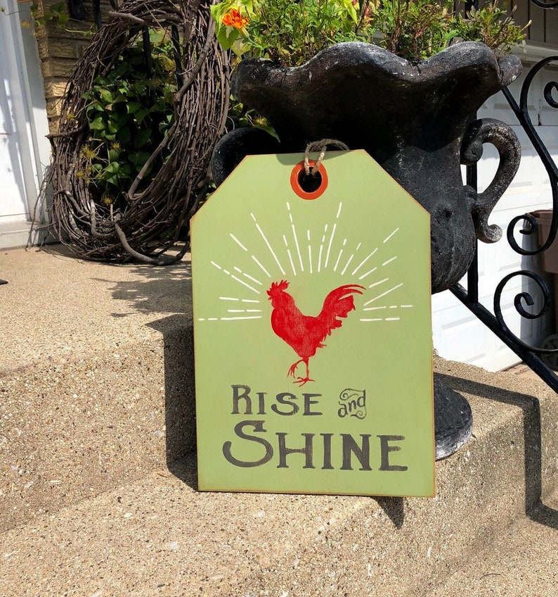 Rise and Shine Sign/hang Tag Sign/green Sign/farmhouse Style - Etsy