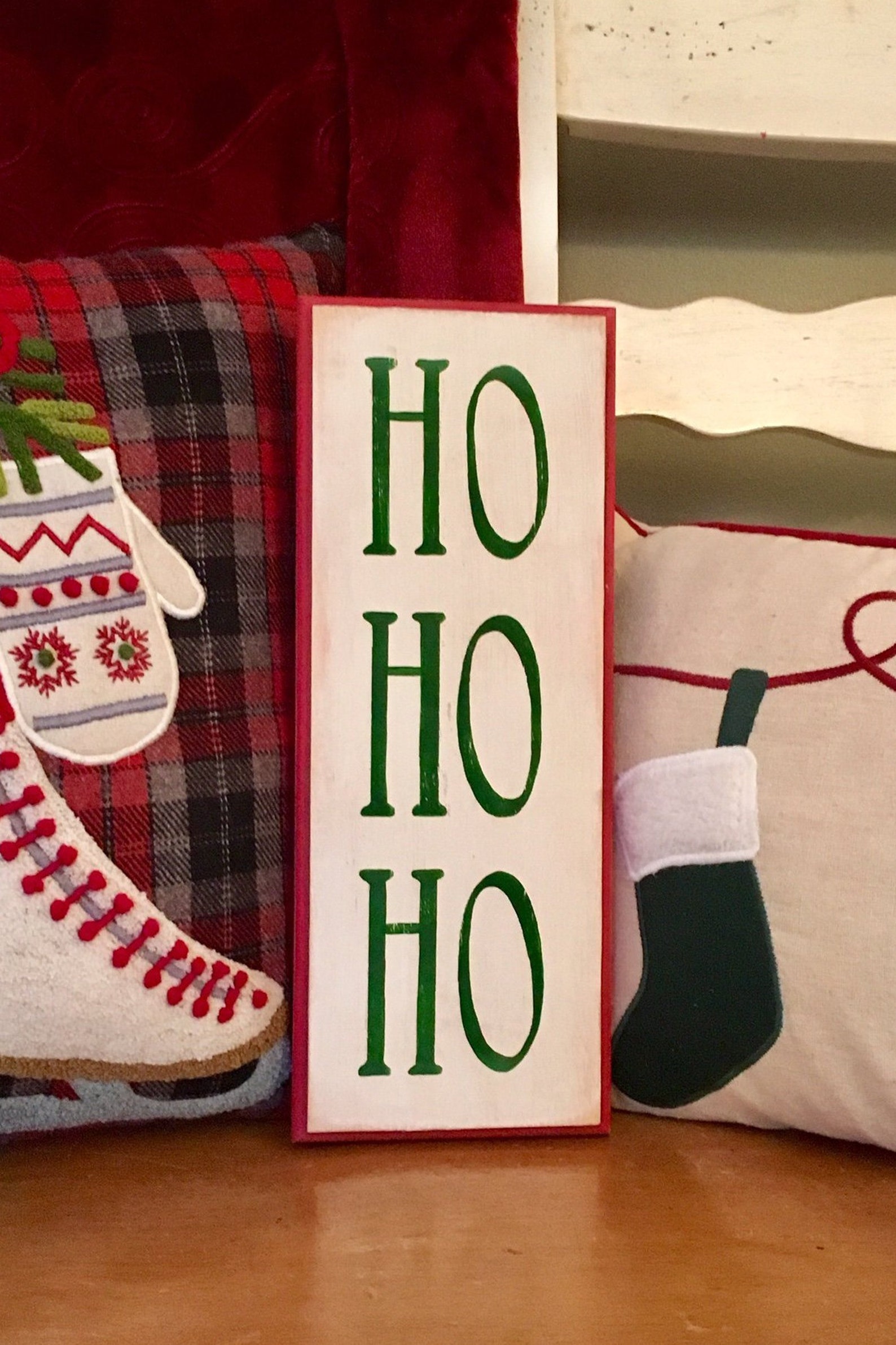 HO HO HO Sign/christmas Sign/rustic Christmas Decor/farmhouse Style ...
