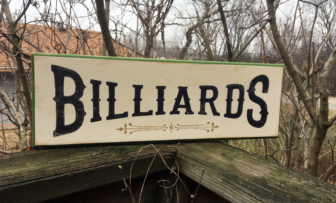 Billiards Sign/hand Painted Sign/vintage Style Wooden Sign/game Room ...