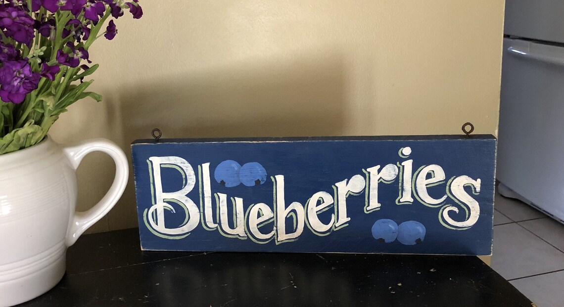 BLUEBERRIES Sign/blue Sign/hand Painted/antique Reproduction - Etsy