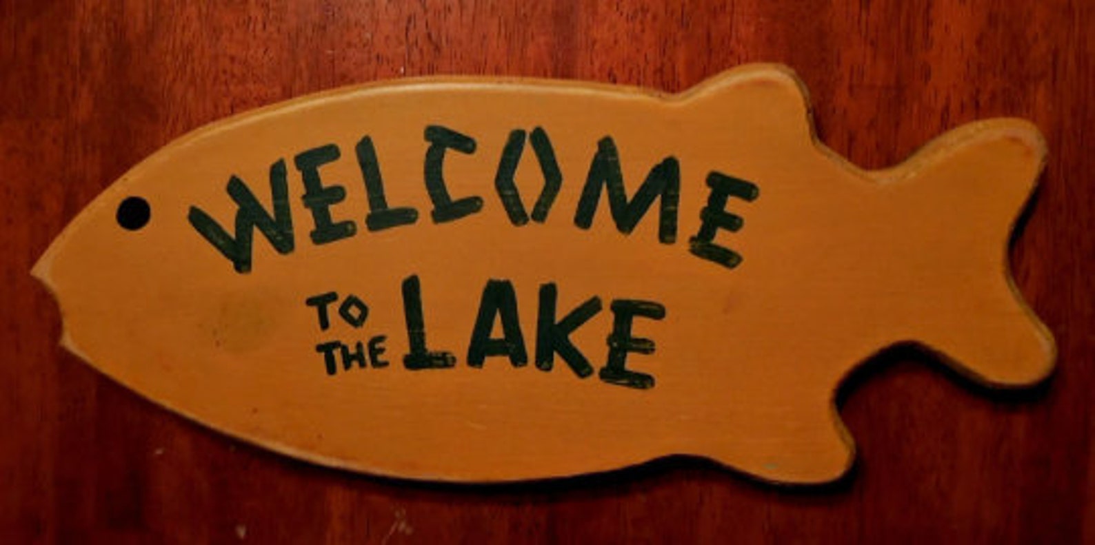 Welcome to the Lake Sign/hand Painted/green Fish/wooden | Etsy