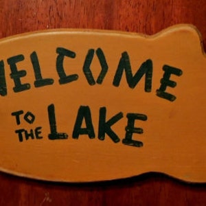 Welcome to the Lake Sign/hand Painted/green Fish/wooden Fish/rustic ...