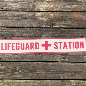 LIFEGUARD STATION Sign/retro Sign/hand Painted Sign/distressed Red and ...