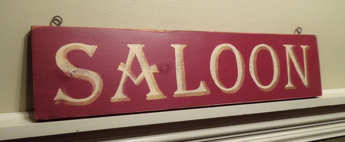 SALOON Sign/vintage Style Sign/old West Sign/red and Gold | Etsy