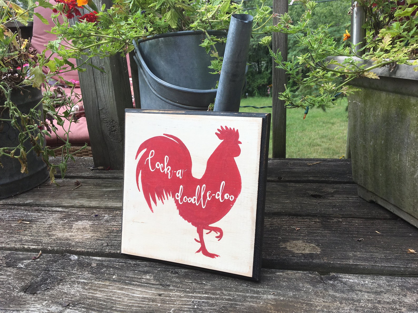 Rooster Cock-a-doodle-doo Sign/hand Painted/rooster Sign/folk Art Sign ...