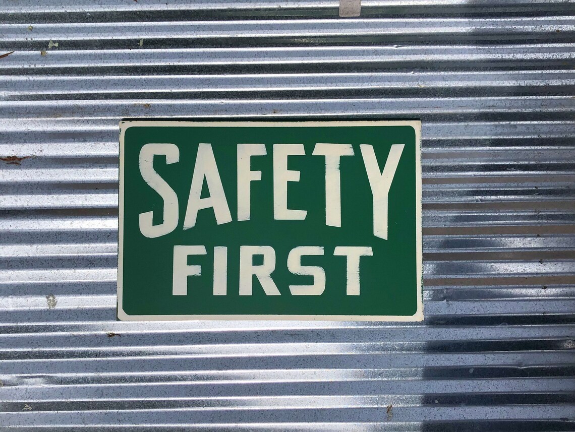 Safety first sign/hand painted/1940's factory sign/antique | Etsy