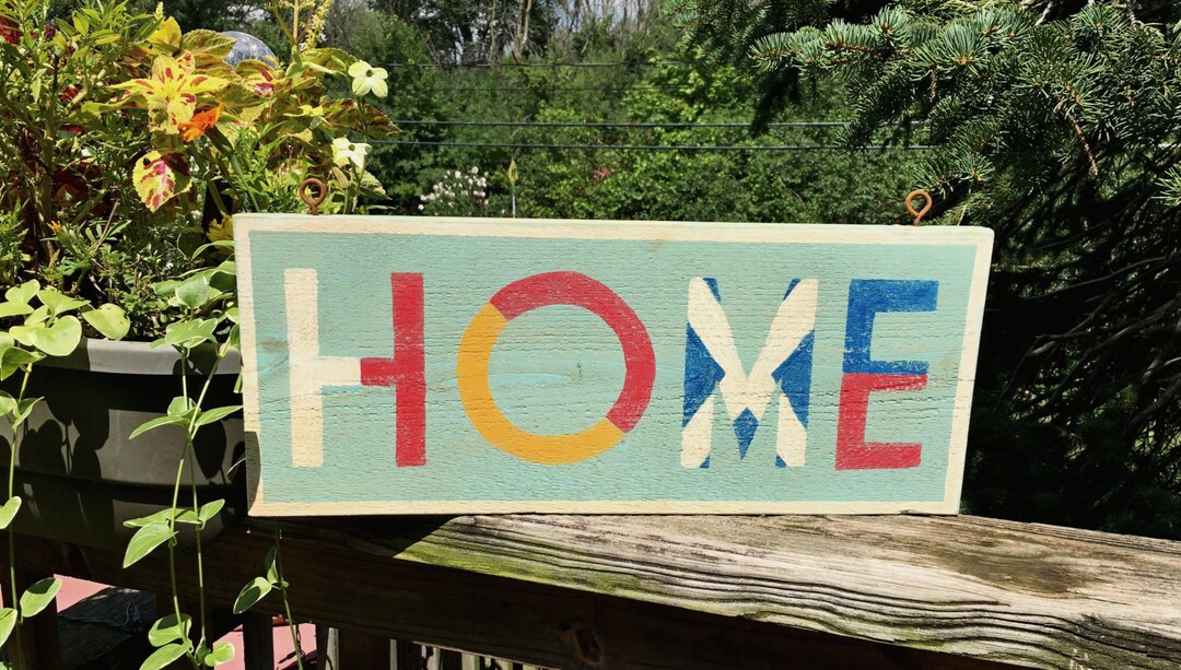 HOME Sign/nautical Sign/nautical Flag Lettered/hand Painted Sign ...