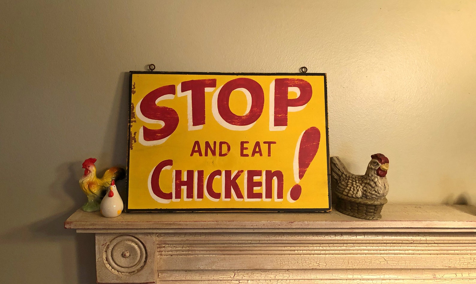 Stop and Eat Chicken Sign/kitchen Art/farmhouse Style Sign/antique ...