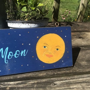 Goodnight Moon Sign/hand Painted Sign/victorian Moon Face/vintage Style ...