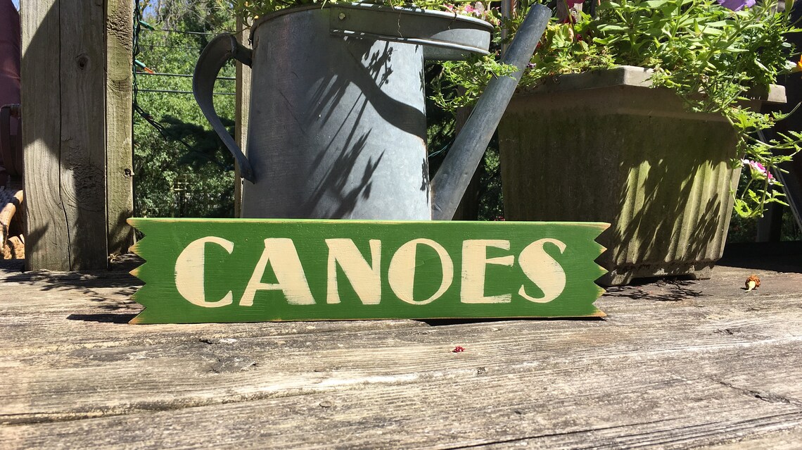 CANOES Sign/rustic Sign/retro Saw Tooth Sign/hand Painted Green Sign ...