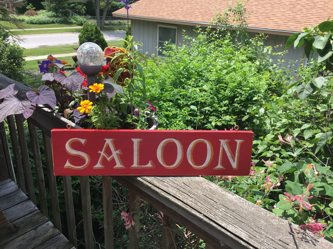 SALOON Sign/vintage Style Sign/old West Sign/red and Gold | Etsy