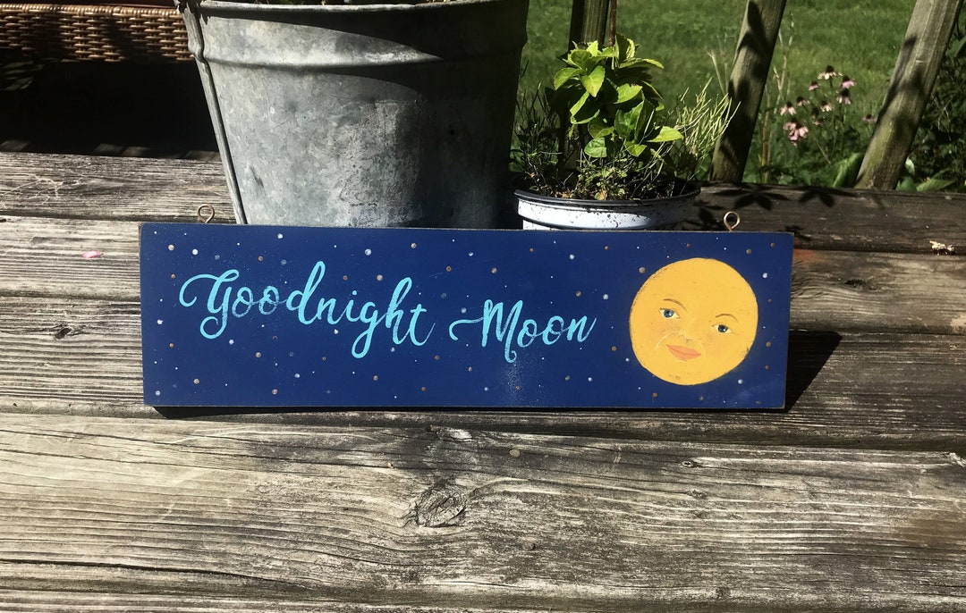 Goodnight Moon Sign/hand Painted Sign/victorian Moon Face/vintage Style ...