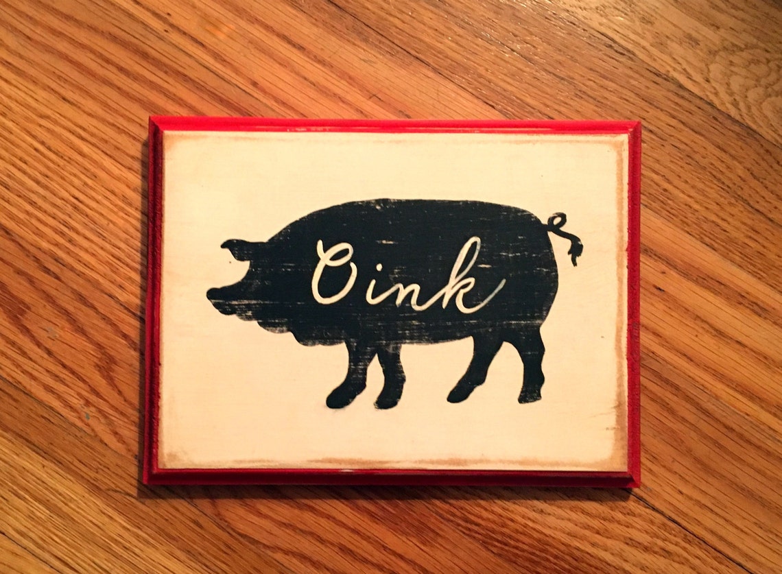 Pig Sign/oink Sign/hand Painted/folk Art - Etsy