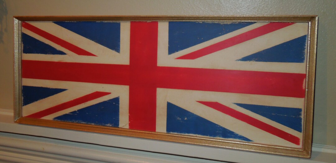 Union Jack Sign/ Hand Painted Sign/gold Framed/distressed Sign/british ...