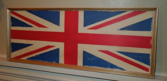 Union Jack sign/ hand painted sign/gold framed/distressed | Etsy