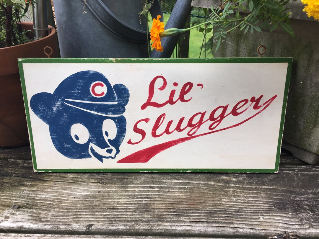 Lil' Slugger Sign/chicago Cubs Sign/hand Painted Sign/retro Baseball ...
