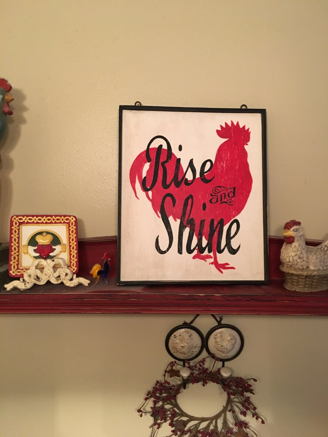 Rise and Shine Sign/hand Painted Sign/kitchen Sign/vintage Style Sign ...