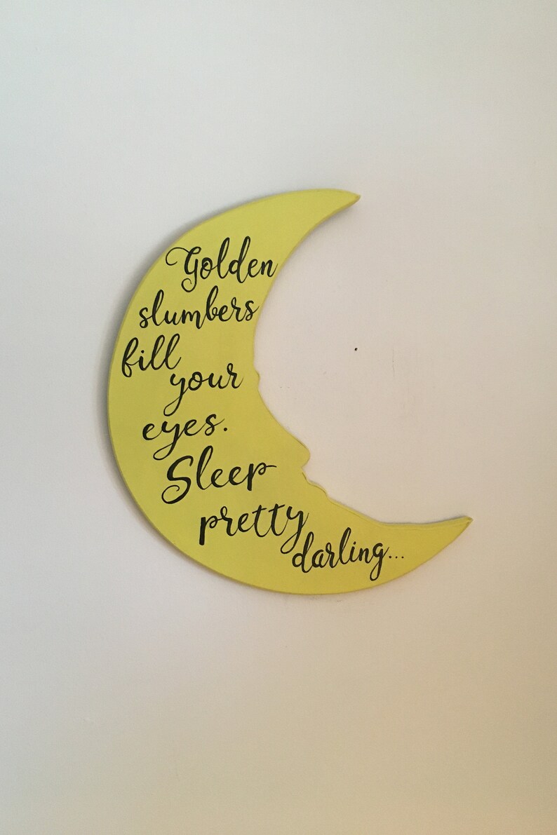 Golden Slumbers Sign/song Lyrics Sign/nursery Art/baby Shower Gift/moon ...