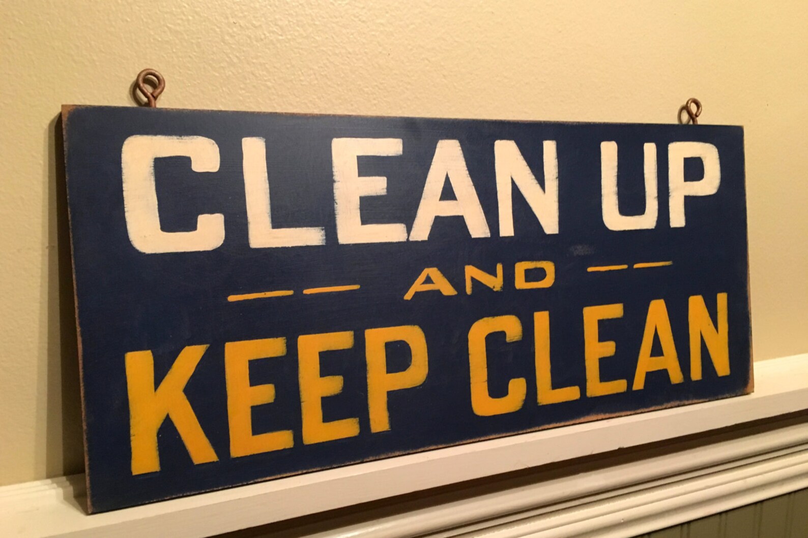 Clean up and Keep Clean Sign/retro 1940's Gas Station Sign/hand Painted ...