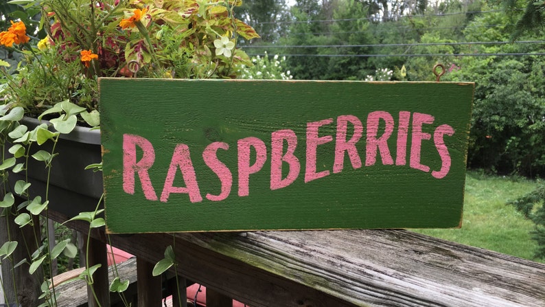 RASPBERRIES Sign/green Sign/hand Painted Sign/antique | Etsy