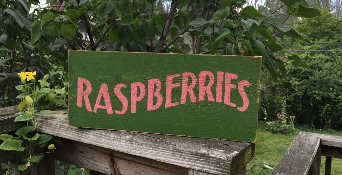 RASPBERRIES Sign/green Sign/hand Painted Sign/antique | Etsy