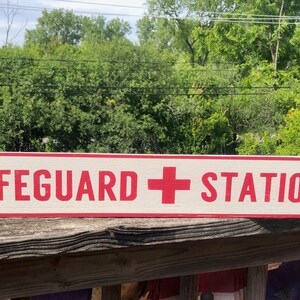 LIFEGUARD STATION Sign/retro Sign/hand Painted Sign/distressed Red and ...